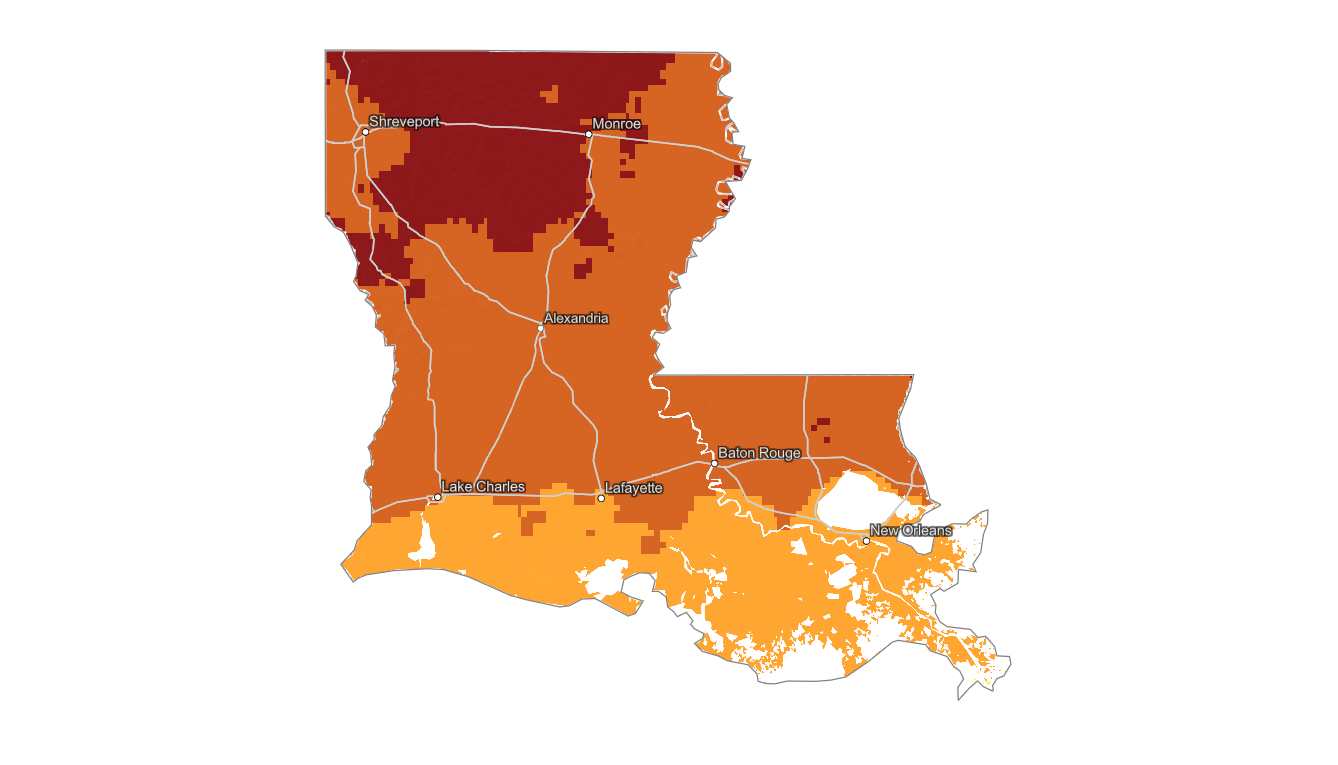 Map Of Louisiana Coastal Towns Fall Foliage Map 2024